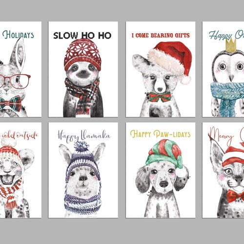 Baby Animal Blank Christmas Cards 24 Folded Cards With - Etsy