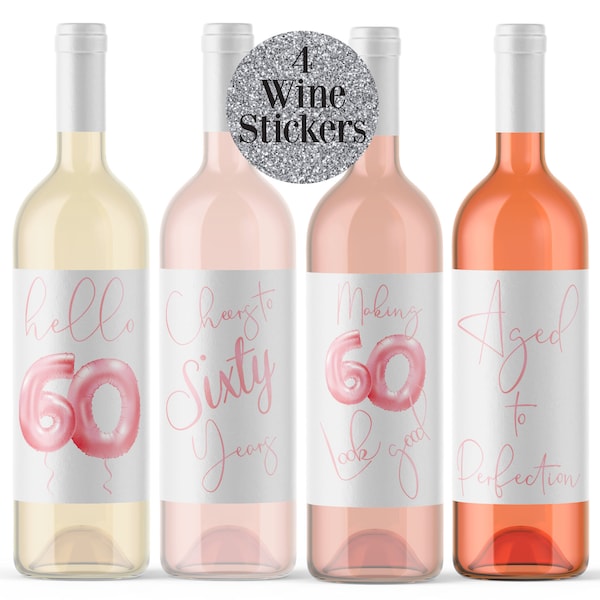 60th Birthday Wine Bottle Labels - Etsy