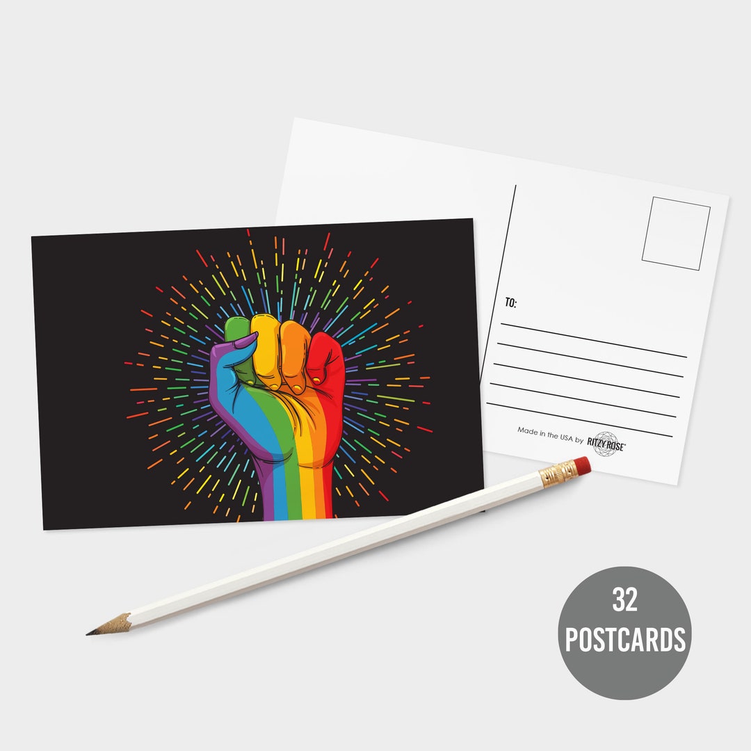 Pride Hand Rainbow Postcard Set of 32 LGBTQ Gay Lesbian 6302 - Etsy