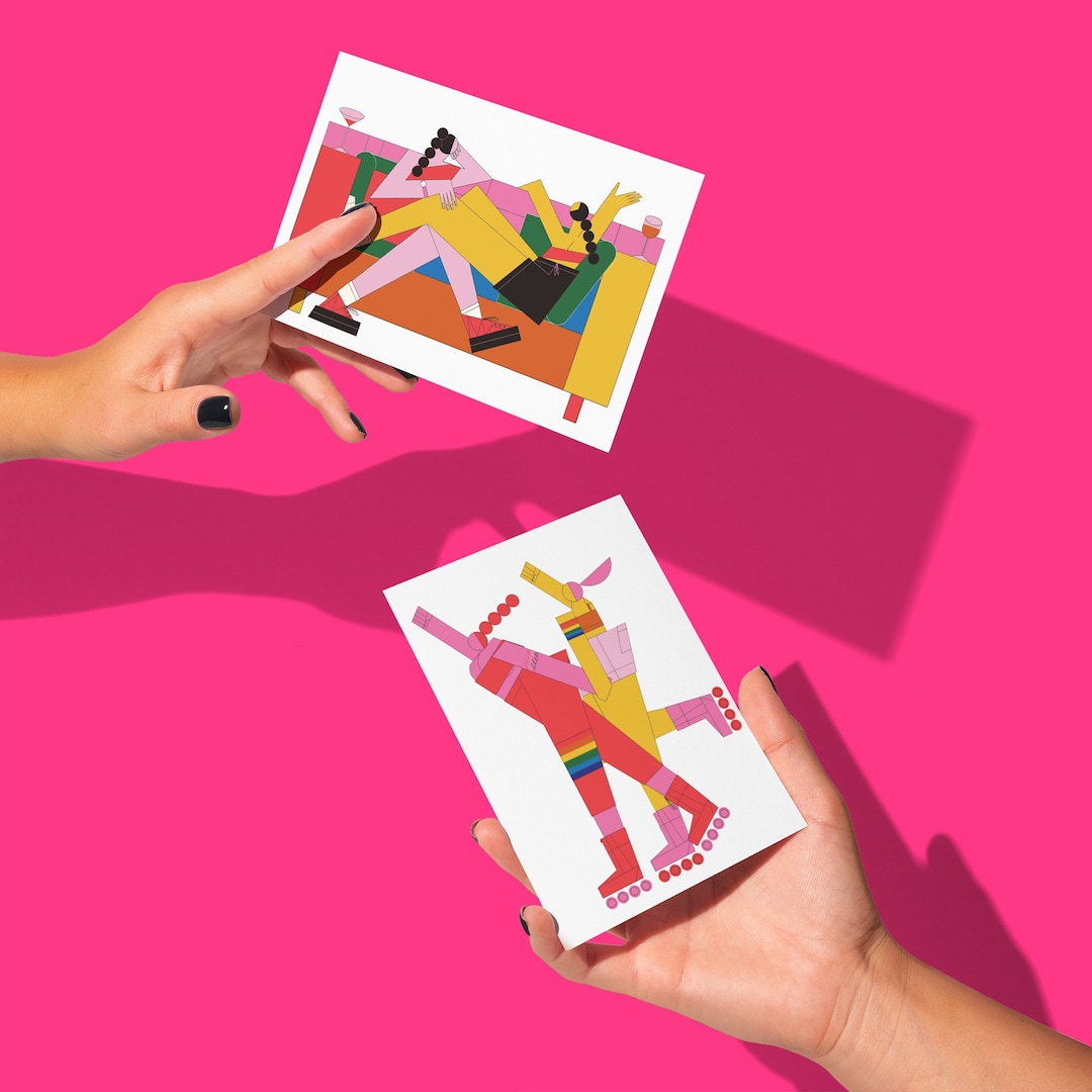 24-pack Vibrant Queer-themed Greeting Cards, Lesbian Pride Art Cards ...