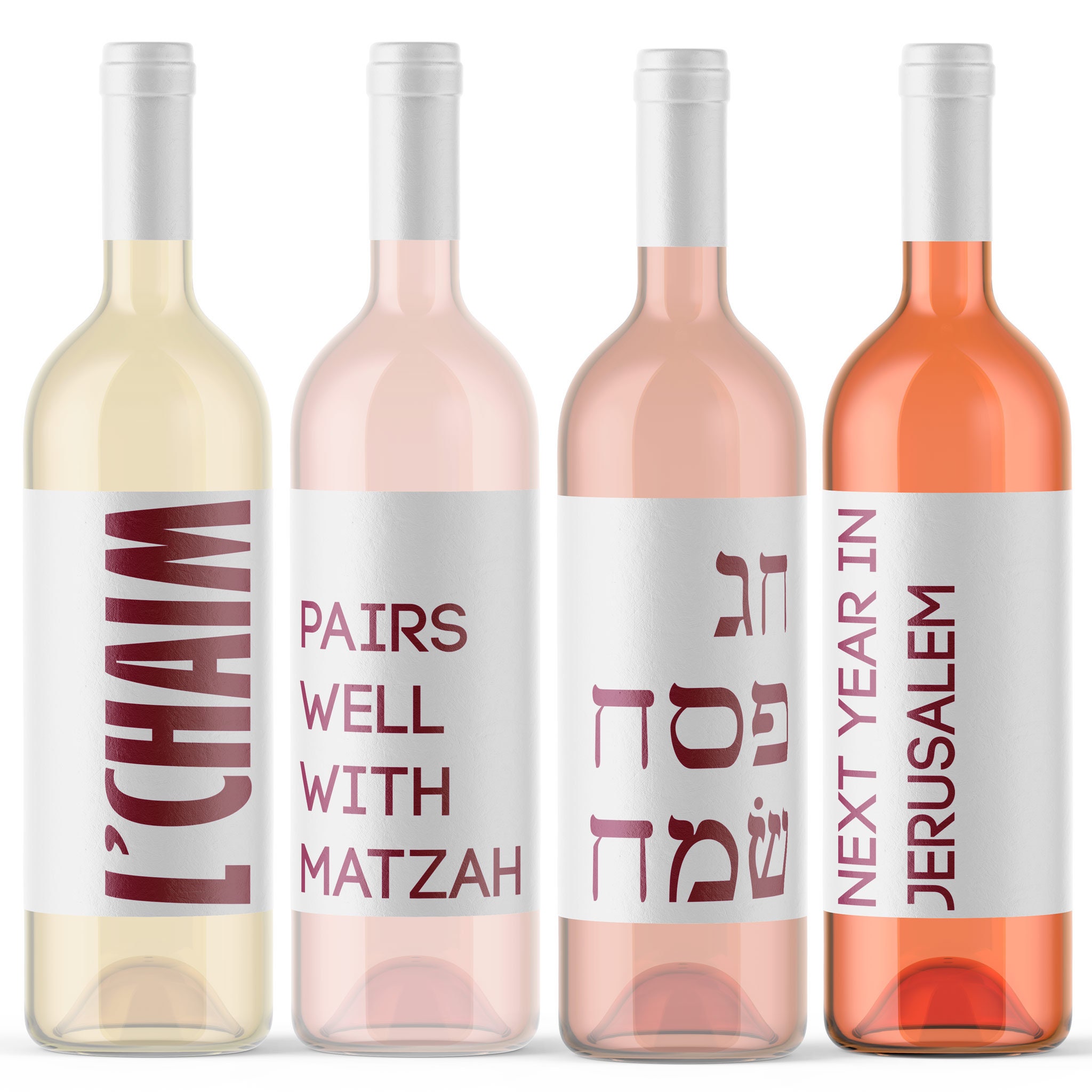 4 Passover Wine Bottle Labels | Pesach Seder Dinner Passover Wine ...