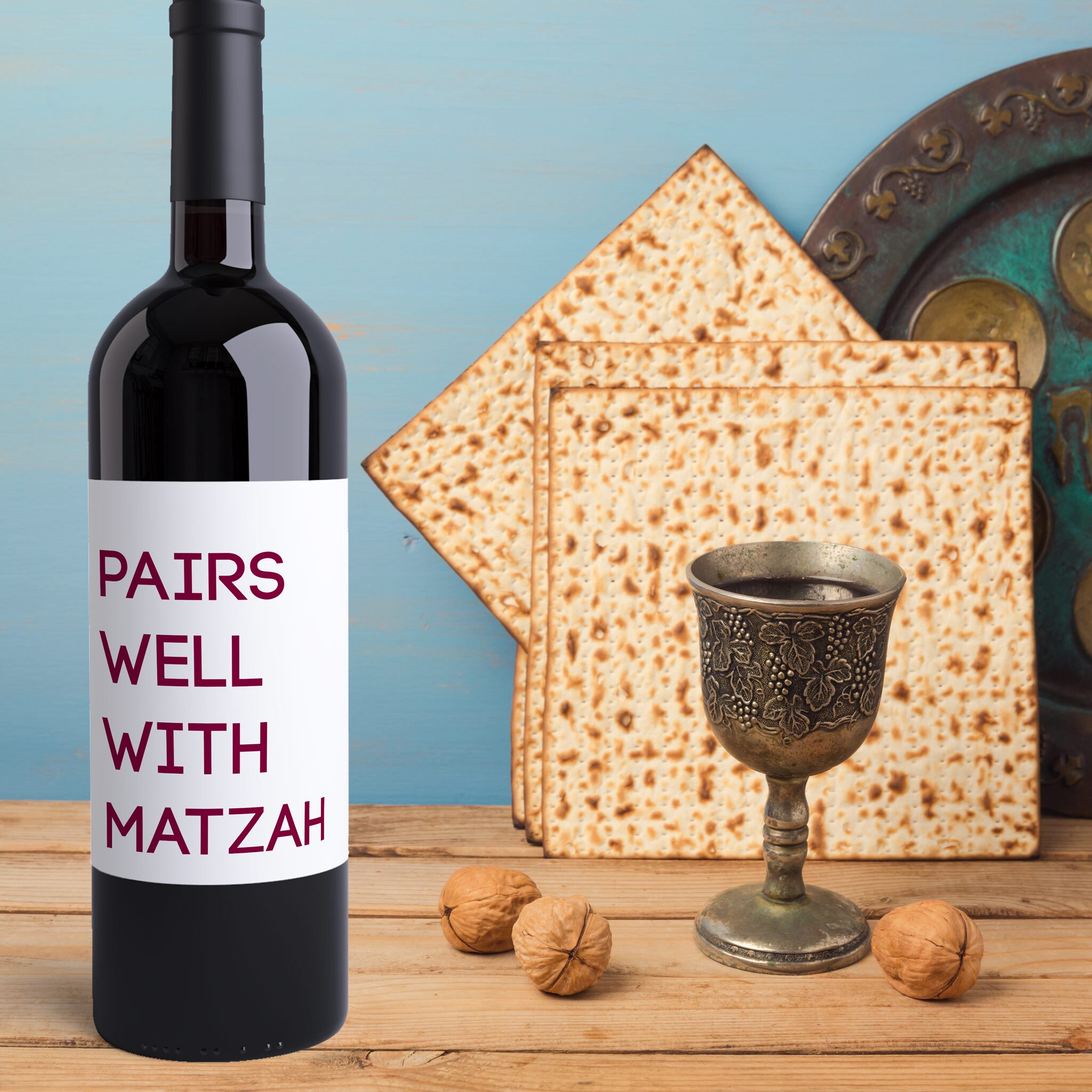 4 Passover Wine Bottle Labels | Pesach Seder Dinner Passover Wine ...