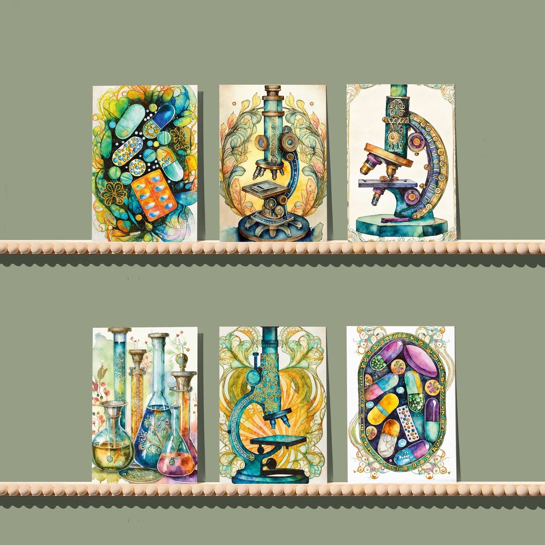24-pack Vintage Science-themed Greetings Cards, 6 Artful Specimens ...