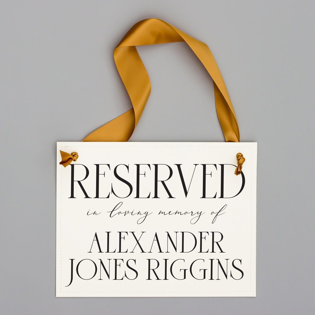Personalized Reserved in Memory Name Sign for Wedding Events 1066 - Etsy