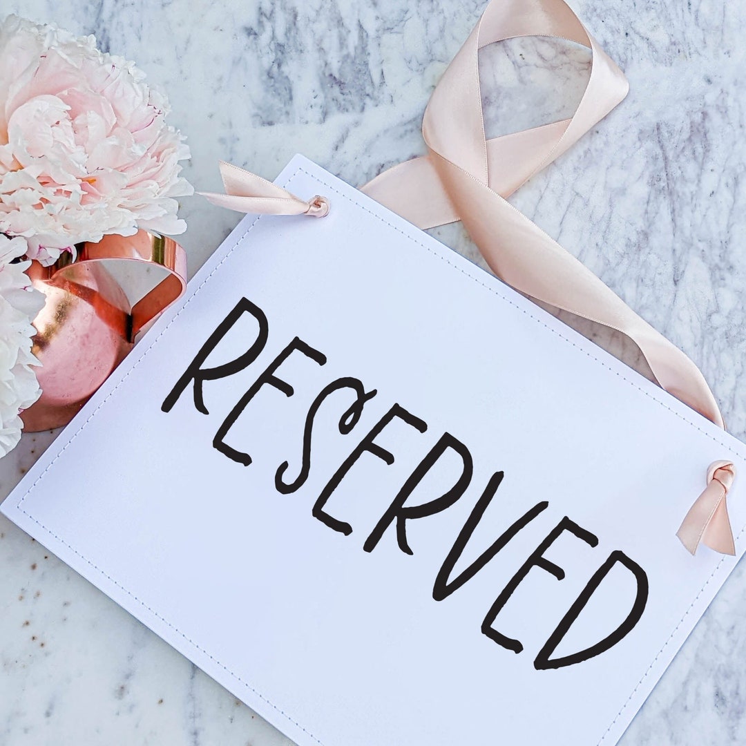 Reserved Sign in Modern Font – Minimalist Paper Sign With Ribbon & Font ...