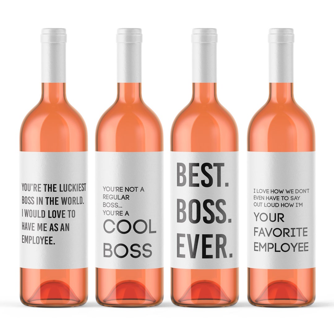 4 Pack Boss Boss Gift Wine Bottle Labels | Bosses Day Christmas Thank ...