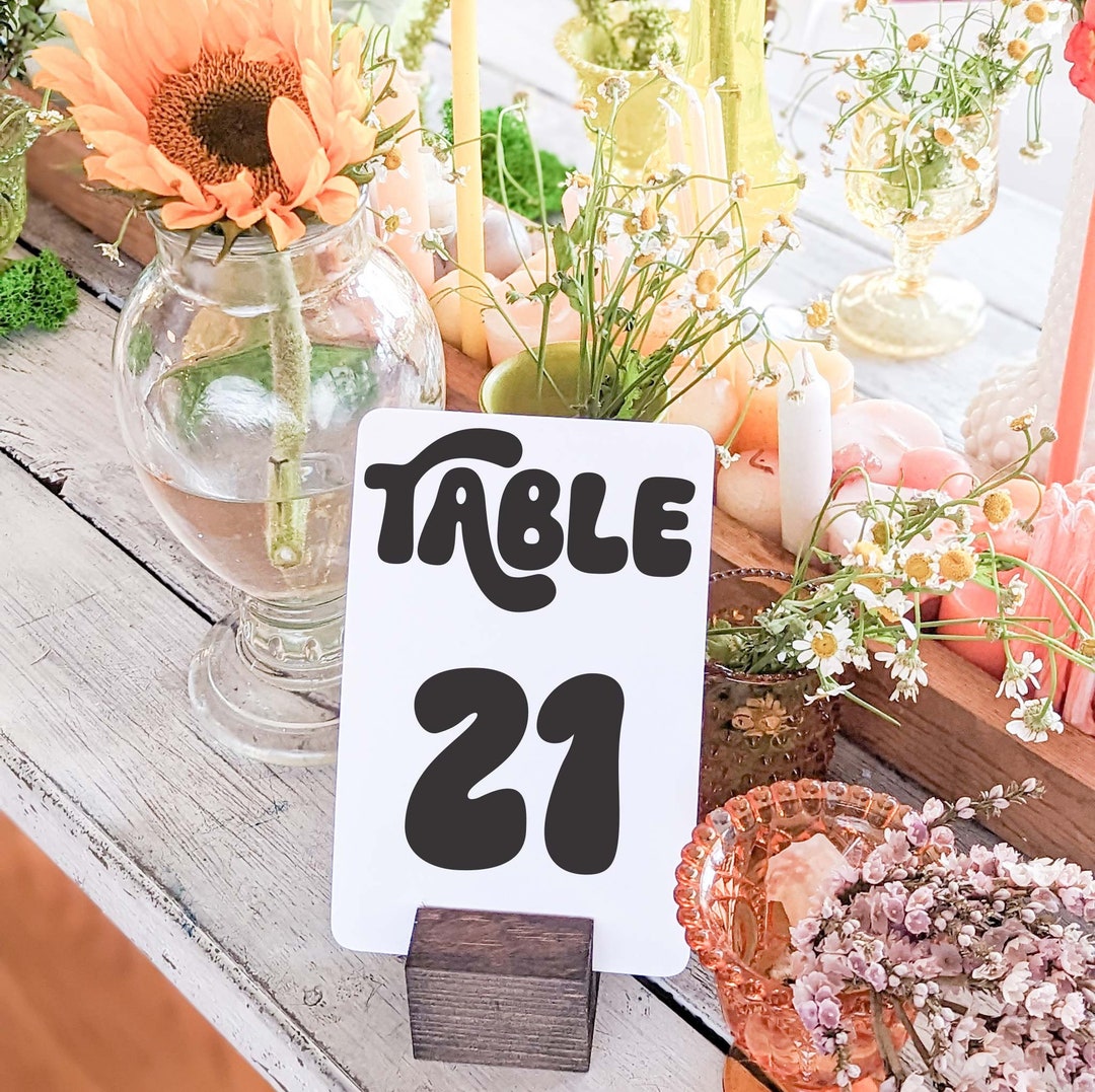 Double-sided Retro Table Numbers - 4x6 Funky Font Tabletop Cards for ...