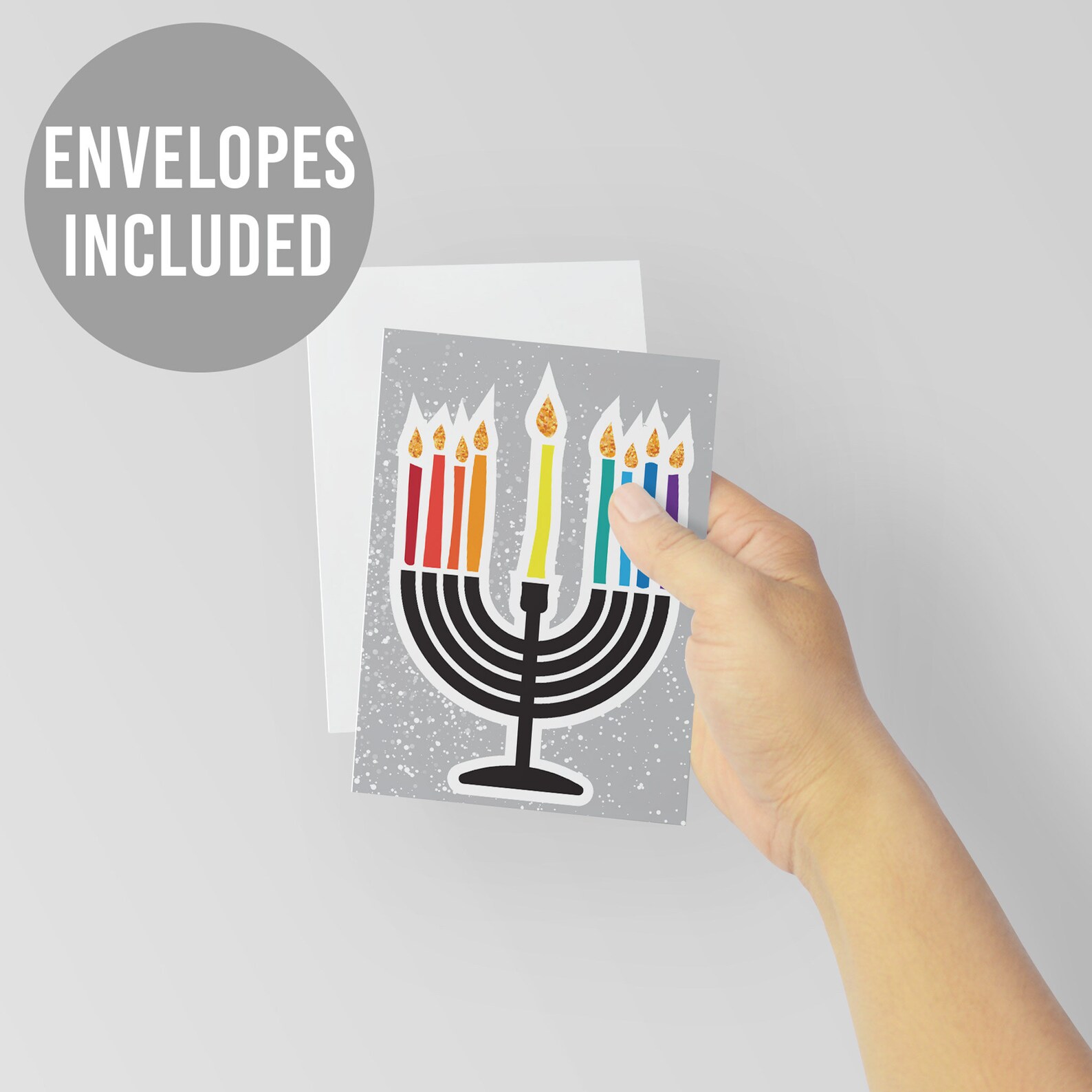 24 Rainbow Menorah Chanukah Cards Envelopes Happy Hanukkah - Etsy