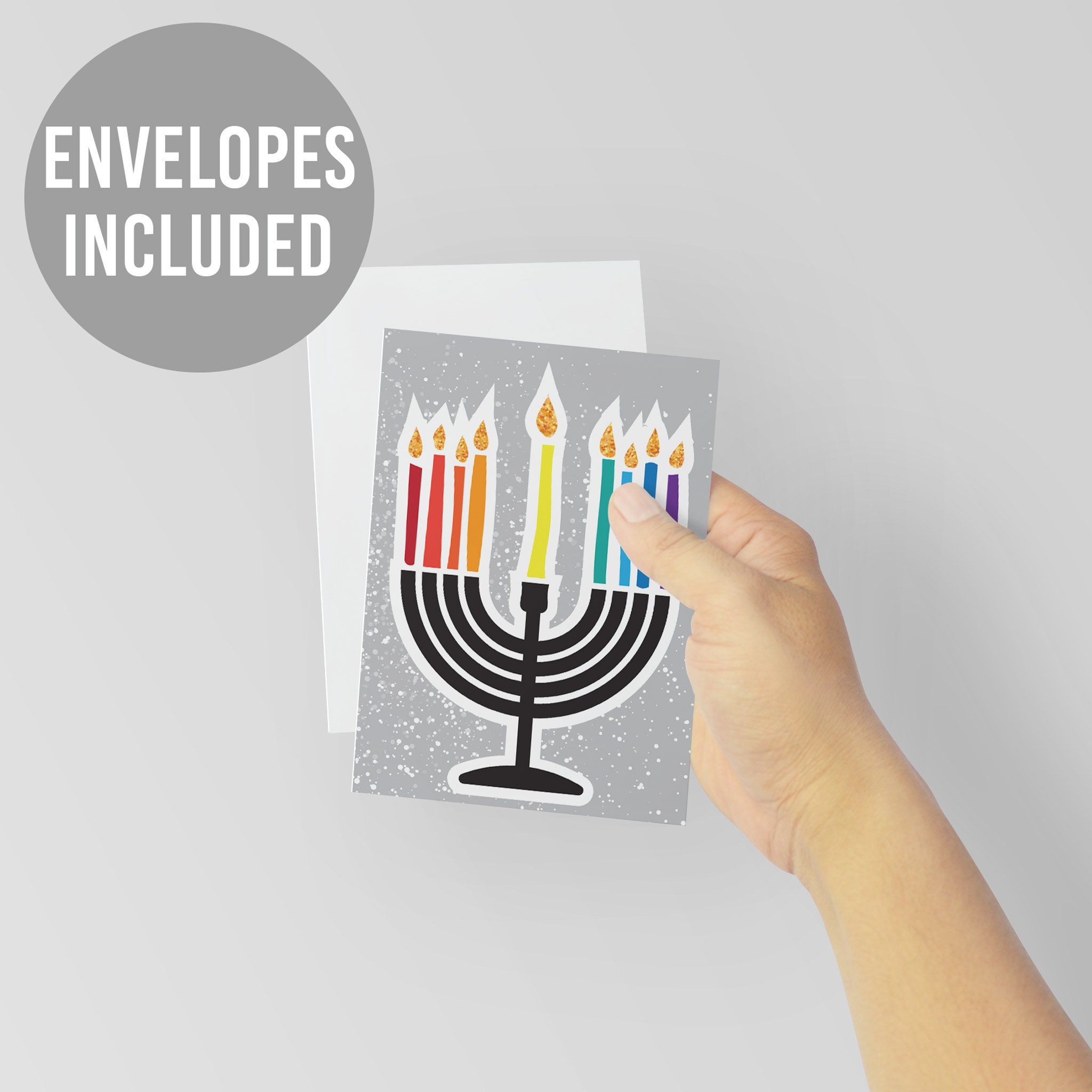 24 Rainbow Menorah Chanukah Cards Envelopes Happy Hanukkah - Etsy