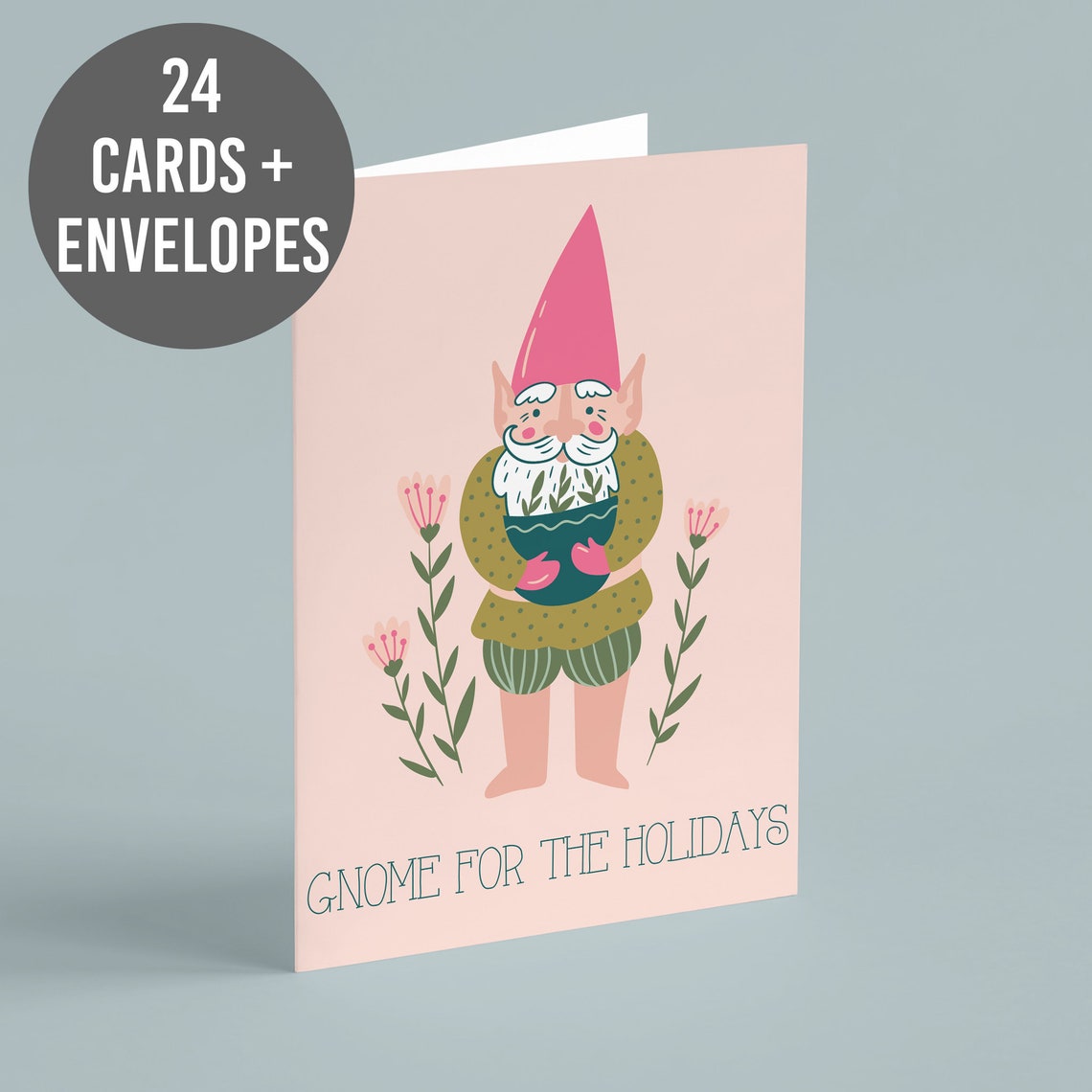 24 Holiday Greeting Cards - Gnome for the Holidays Funny Christmas ...