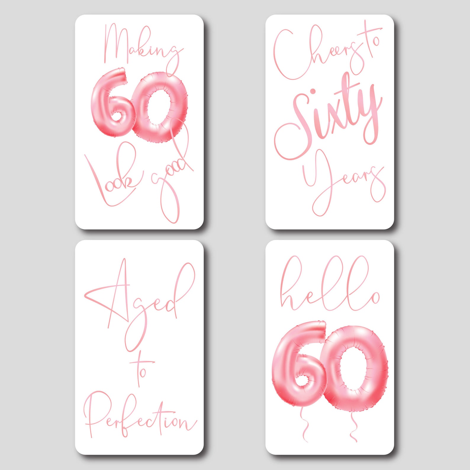 4 Pack of Pink Balloon Wine Labels 60th Birthday Celebration Wine ...