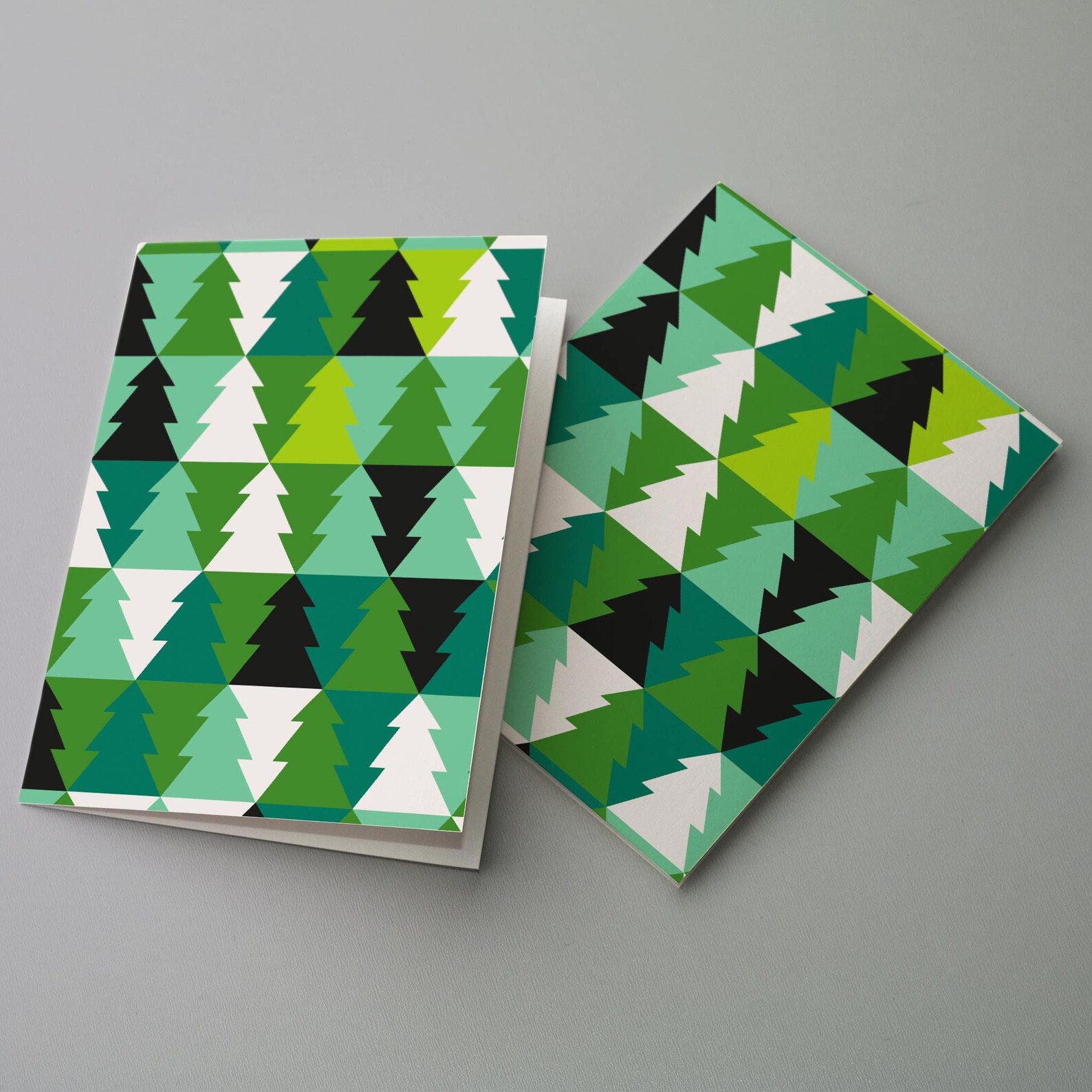 24 Modern Green Tree Pattern Christmas Cards Envelopes RR1 - Etsy
