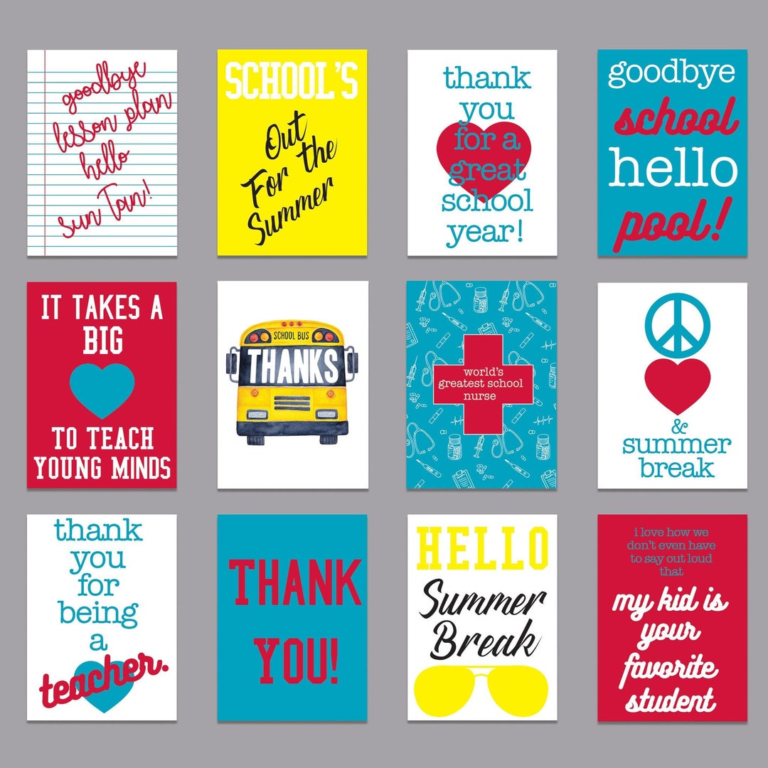 Teacher & Staff Appreciation Cards | End of School Year Thank You ...