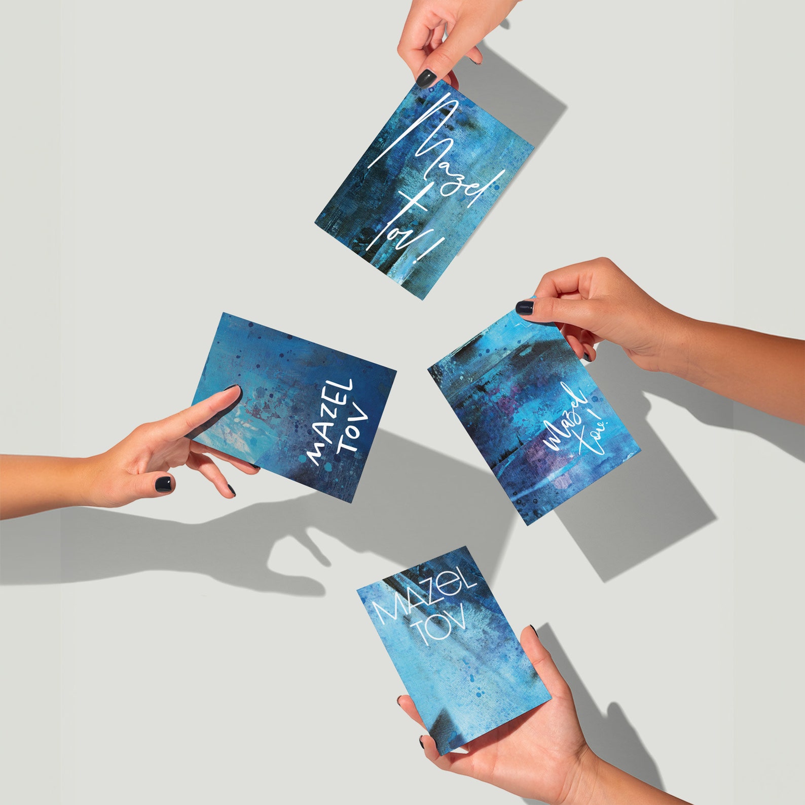 24-pack Blue Modern Mazel Tov Cards, Art-inspired Celebration Notes ...