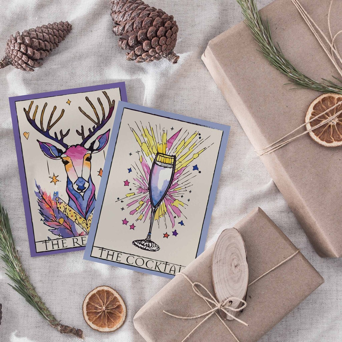 24 Tarot Inspired Christmas Cards Colorful Cosmic Illustrations With ...