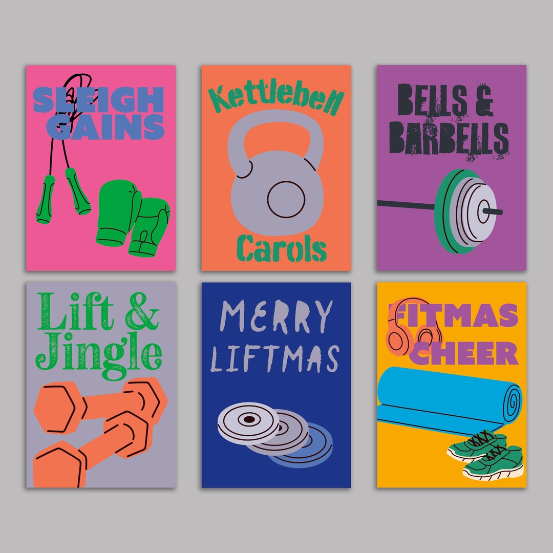 24 Fitness and Crossfit Christmas Cards in 6 Colorful Physical ...