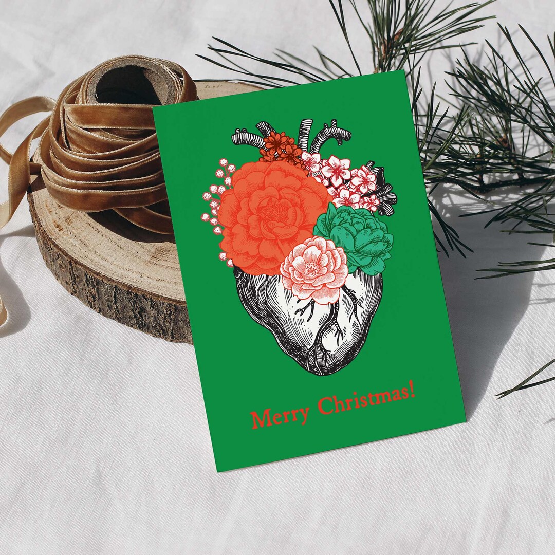 24-pack Anatomical Heart Christmas Cards With White Envelopes, Festive ...