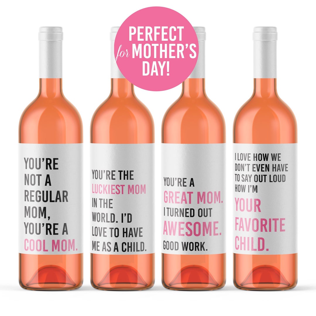 4 Funny Mom Wine Labels Mother's Day Gift Bottle Stickers 9158 - Etsy