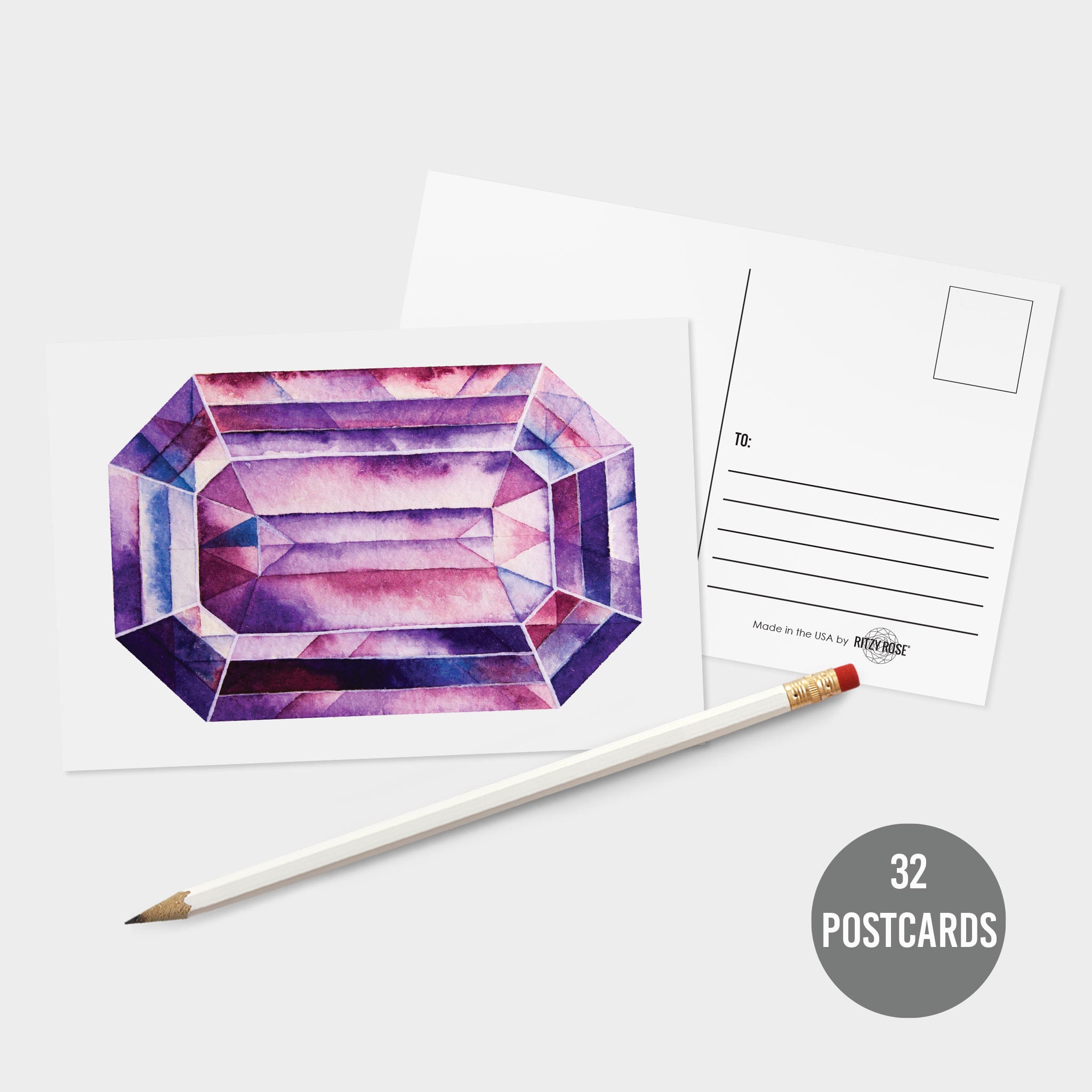 32 Purple Gemstone Post Cards Thank You Cards Amethyst | Etsy