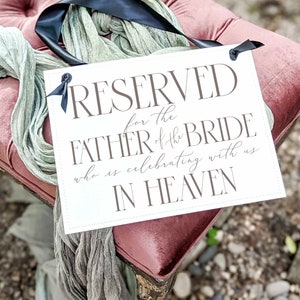 Father of the Bride Memorial Tribute Sign for Wedding | Chair Banner to ...