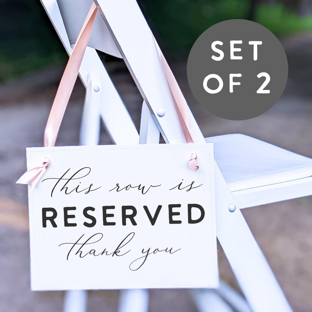 Set of 2 This Row is Reserved Signs | Boho Modern Minimalist Wedding ...