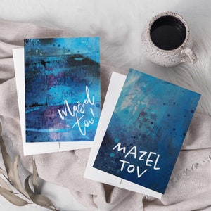 24-pack Blue Modern Mazel Tov Cards, Art-inspired Celebration Notes ...