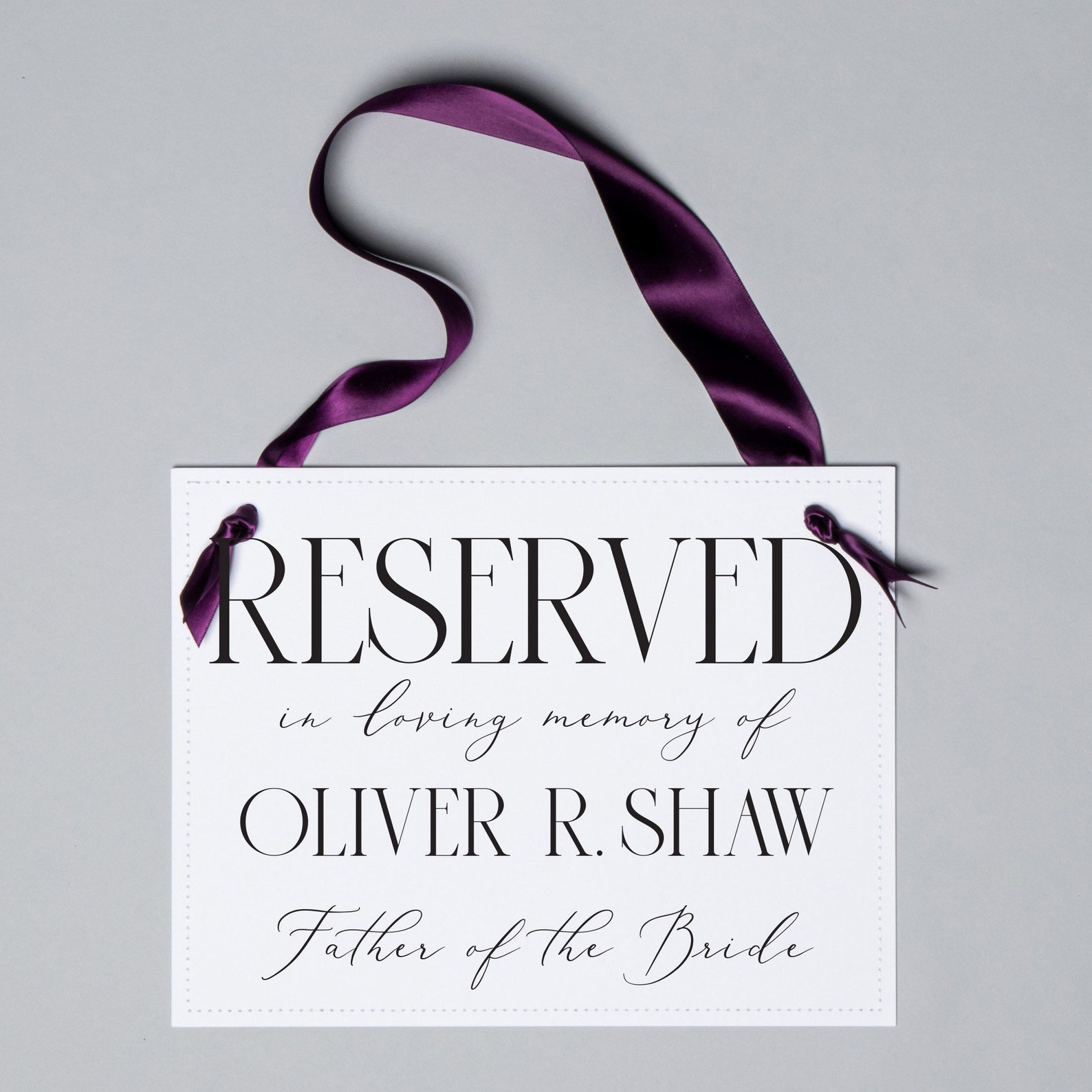 Personalized Reserved in Loving Memory of Name Seat Sign for - Etsy