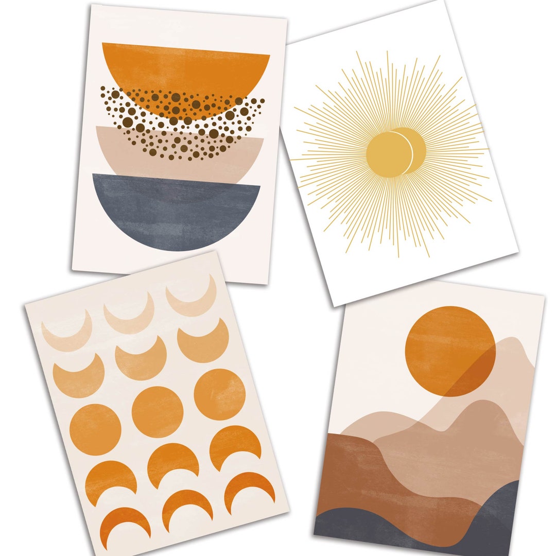 Boho Chic Sun & Moon Greeting Cards in 4 Modern Desert Styles, 24-pack ...