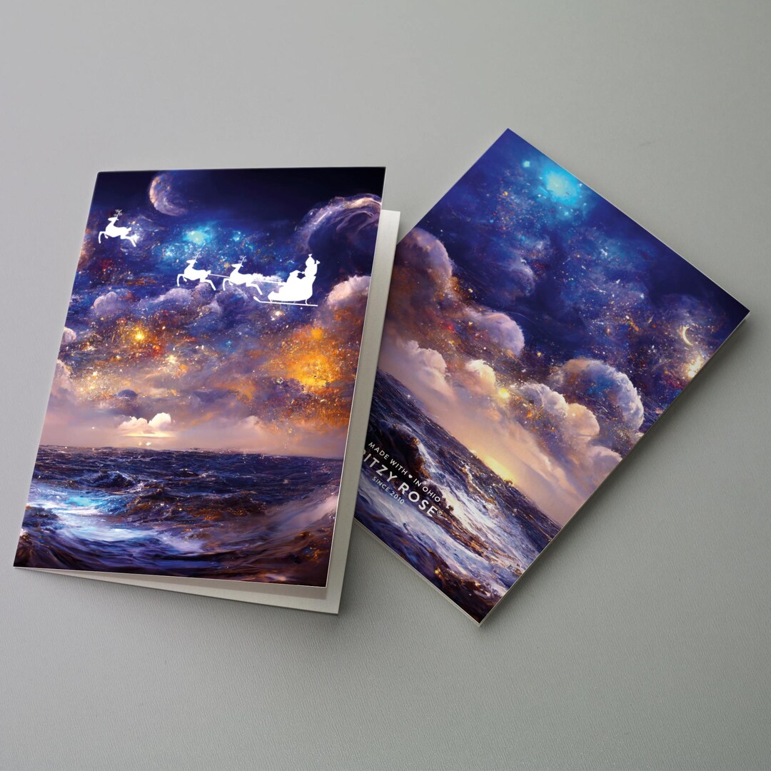 24 Ocean Christmas Cards Boxed Set, Santa Over the Sea, Tropical ...