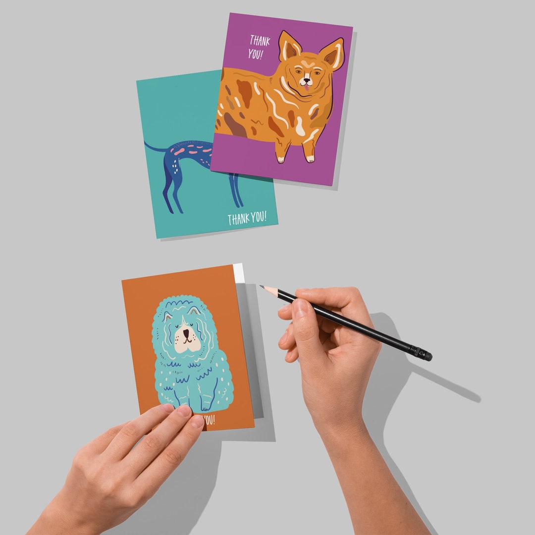 24-pack Pet-themed Thank You Cards, 6 Unique Dog Designs, Colorful ...
