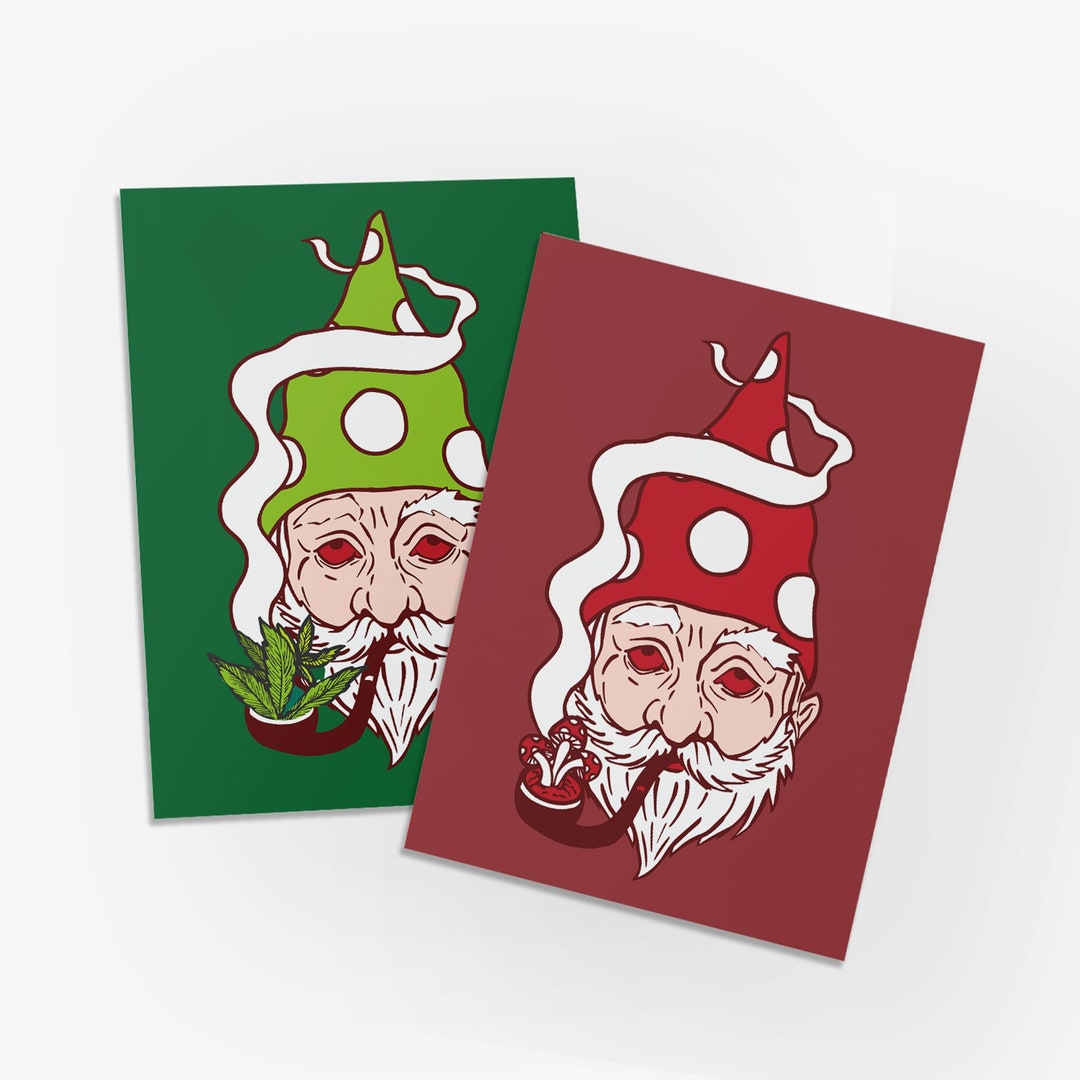 24 Non-traditional Stoned Tripping Santa Christmas Cards Envelopes RR1 ...