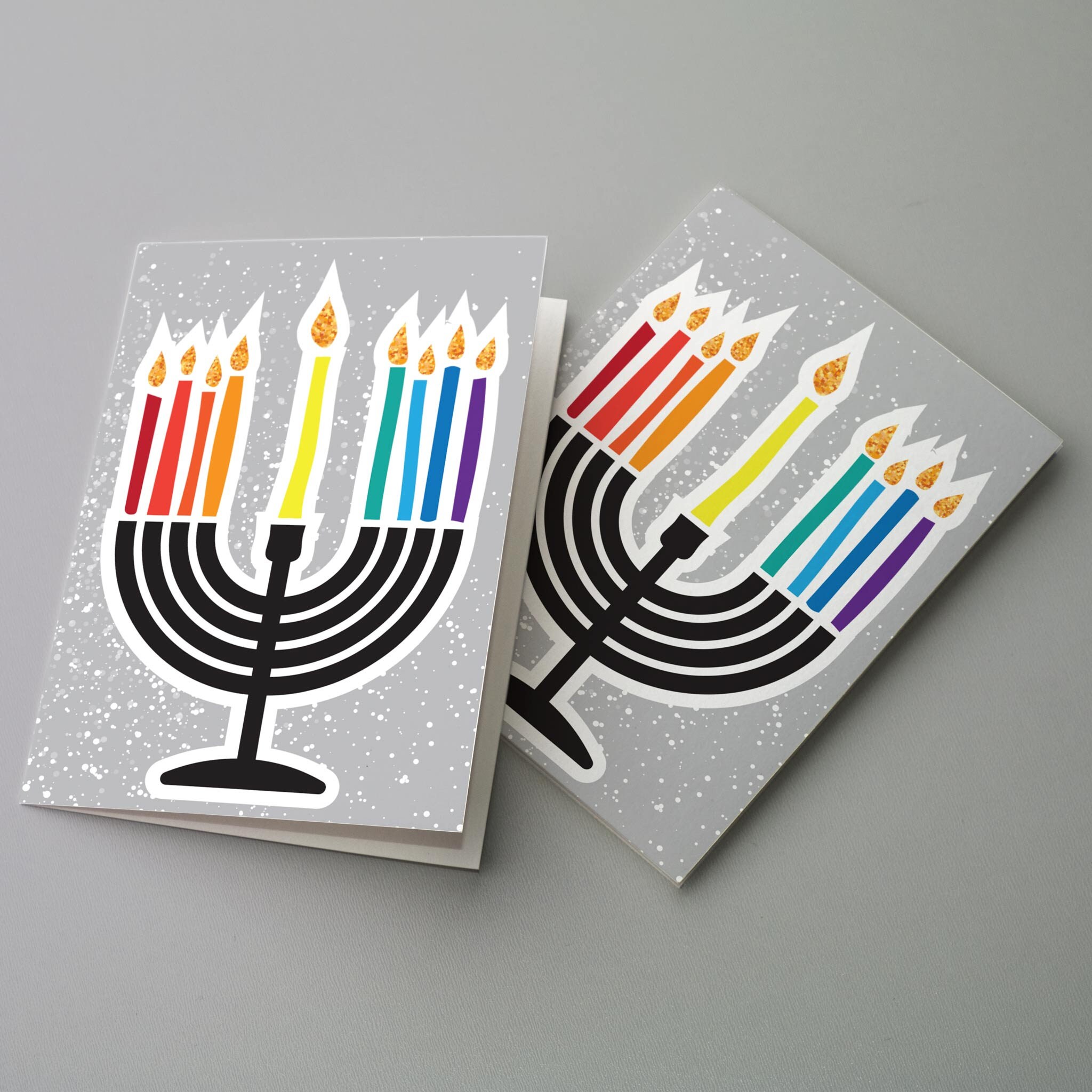 24 Rainbow Menorah Chanukah Cards Envelopes Happy Hanukkah - Etsy