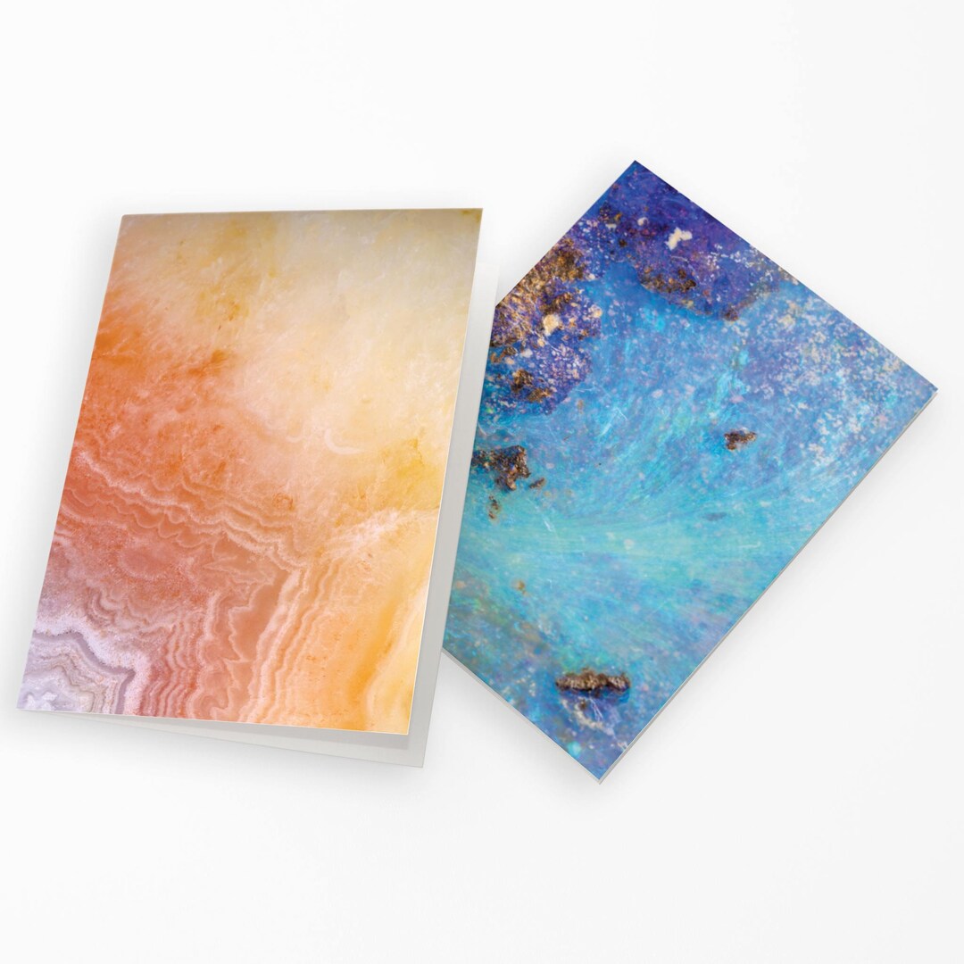 24 Abstract Gemstone Greeting Cards - Agate Crystal Blank Notecards ...