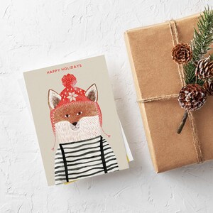 24 Happy Holidays Cards Cool Animals Fox Wolf Winter Christmas ...