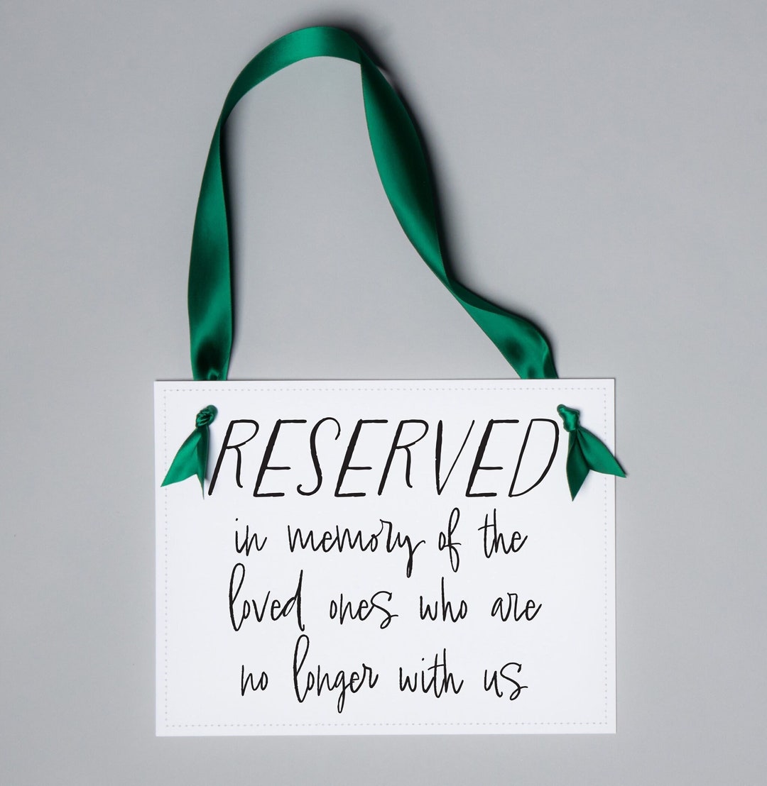 Reserved in Memory Chair Sign for Wedding or Event, Remembrance of ...