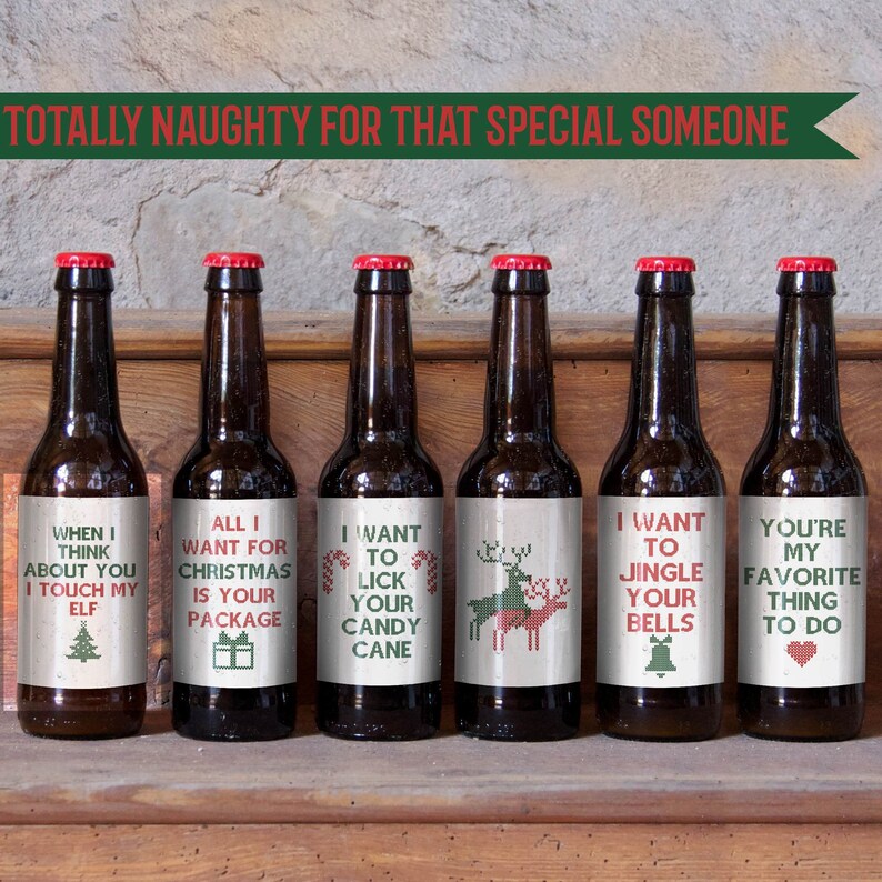6 Naughty Christmas Beer Labels for Him 6-Pack Funny Dirty | Etsy