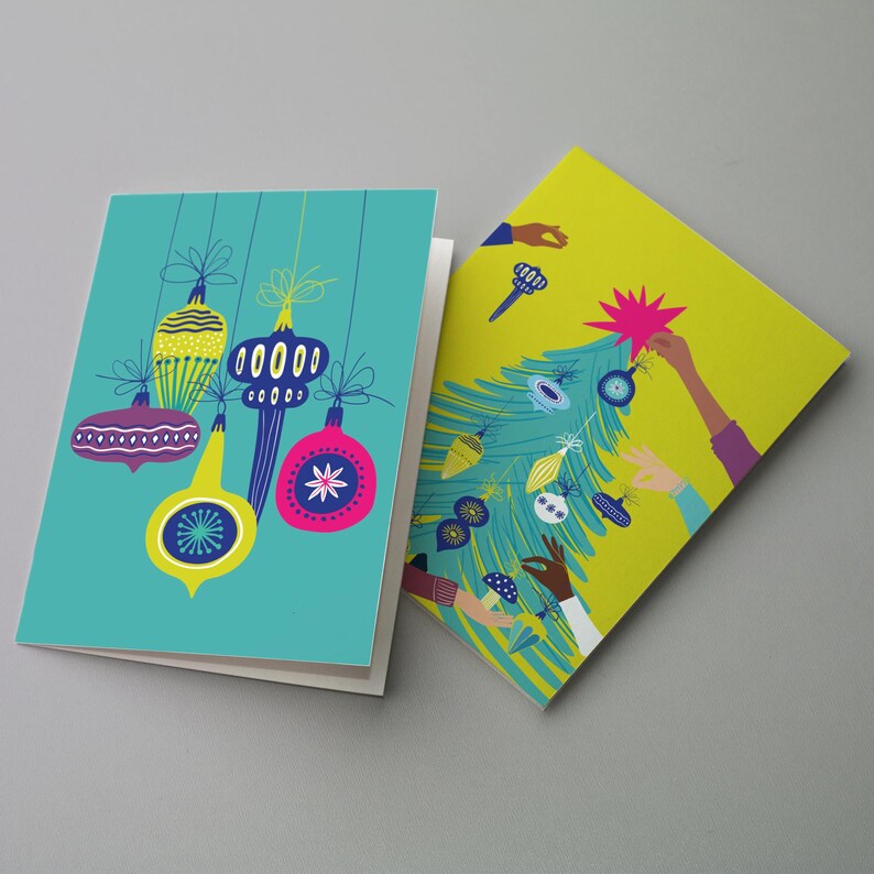 24 Retro Colorful Multicultural Christmas Card W/ Envelopes - Etsy