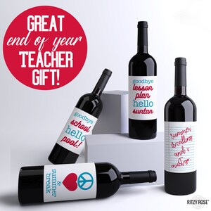 4 Funny Teacher Gifts End of School Wine Bottle Labels 4 Pack - Etsy