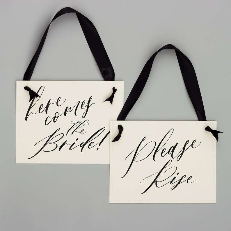 Wedding Processional Sign Package - "here Comes the Bride" & "please ...