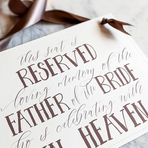 Memorial Sign for Father of the Bride at Wedding | Seat Reserved in ...