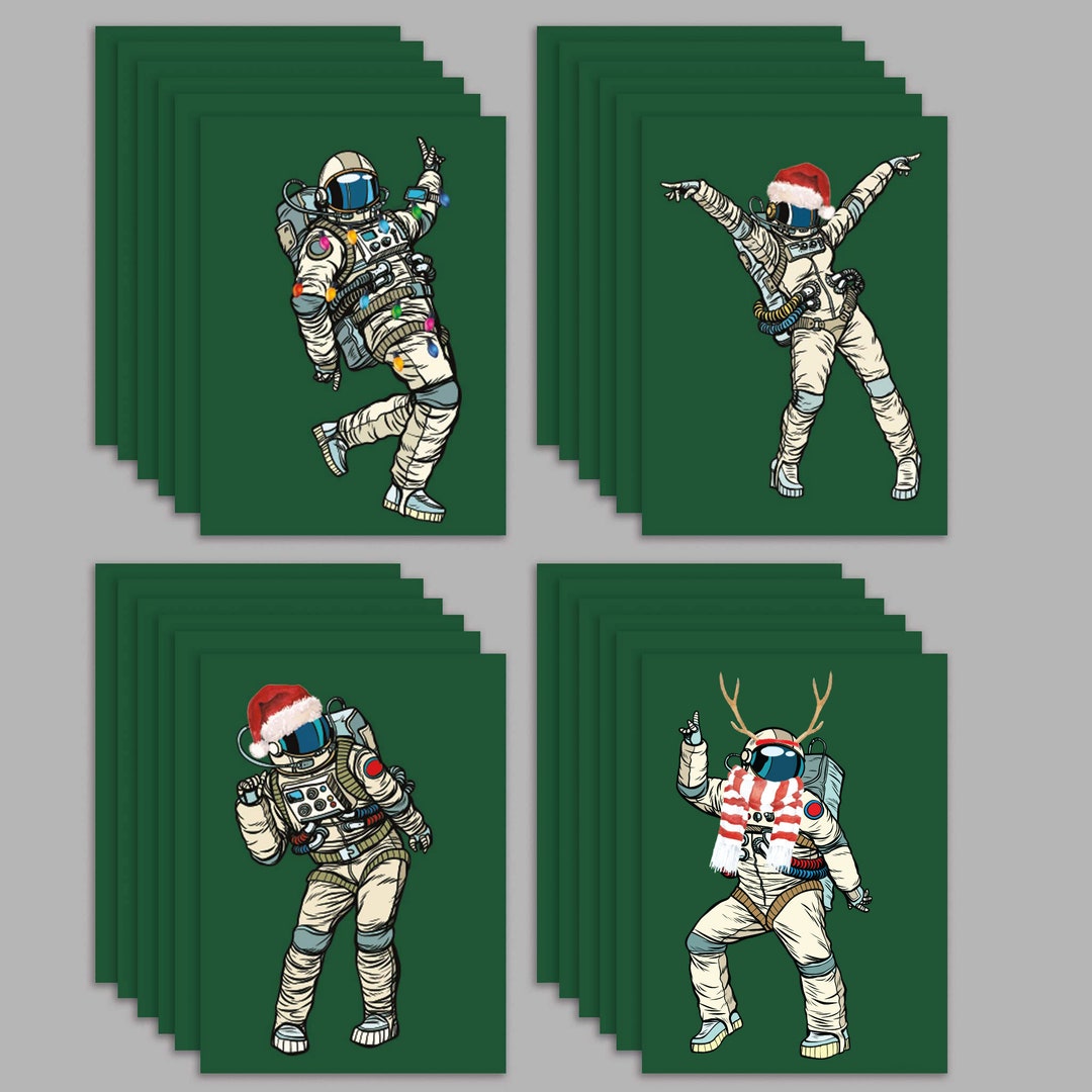 Dancing Astronaut Christmas Cards 24 Pack of Holiday Stationery With ...