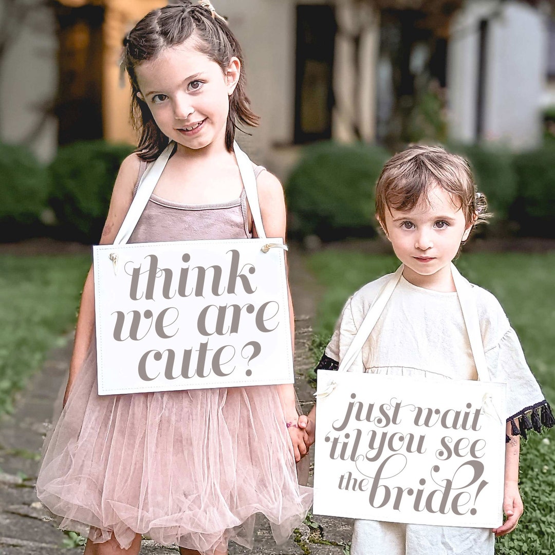 Set of 2 Flower Girl Banners for Wedding, Funny Ring Bearer Signs ...