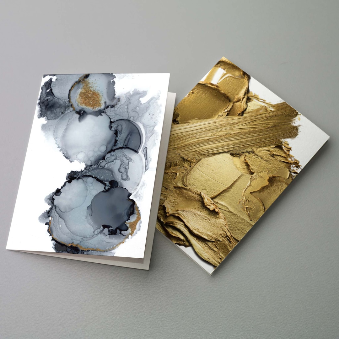 27 Mini Abstract Black and Gold Art Cards All Occasion High Res Print ...