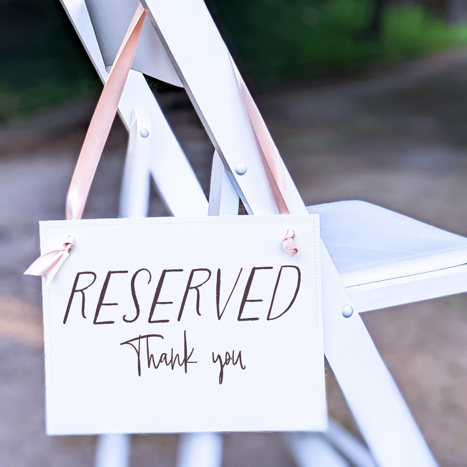 Elegant Reserved Chair Sign | Handmade Paper Banner | Satin Ribbon ...