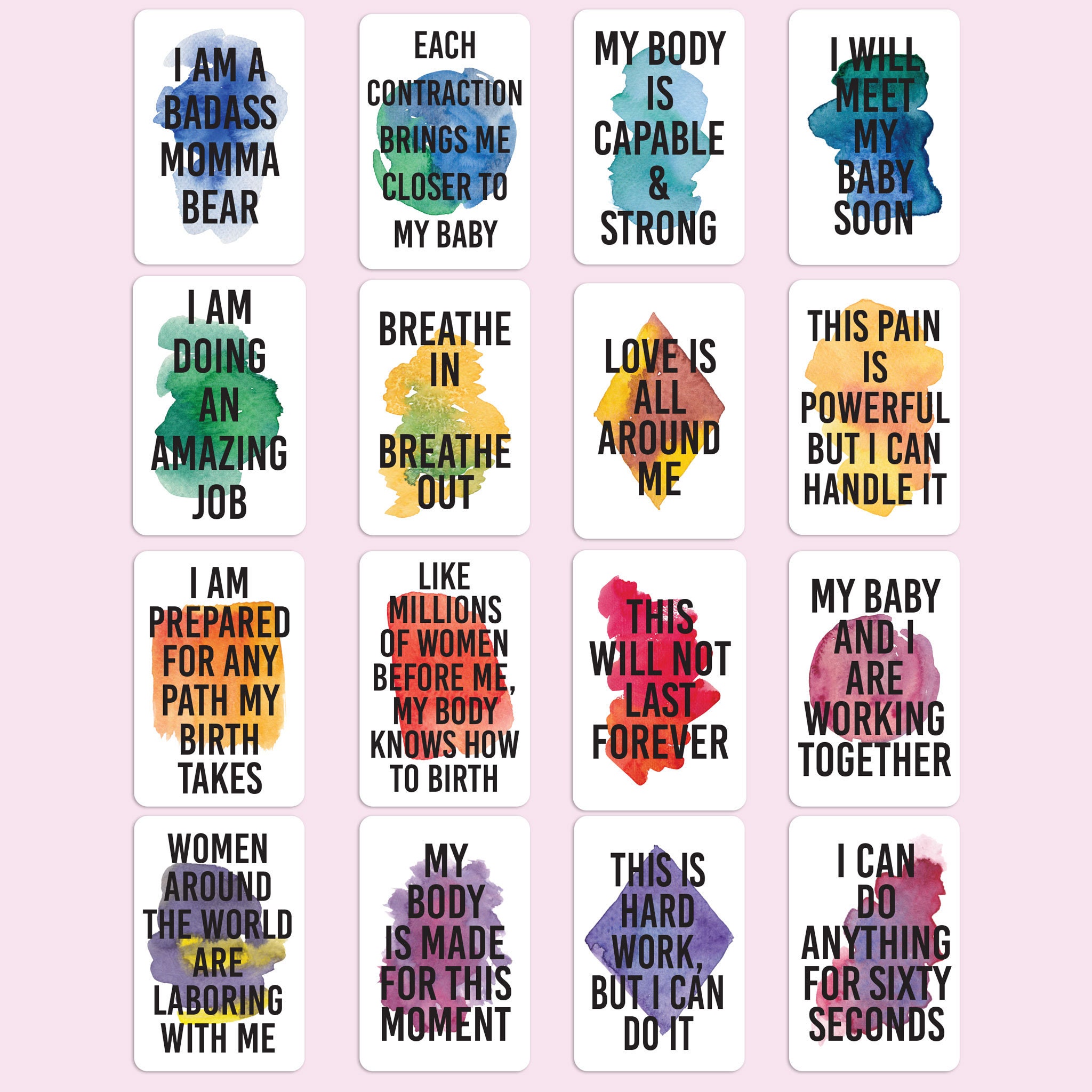 16 Labor Affirmation Cards Set of Positive Statements for Mother ...