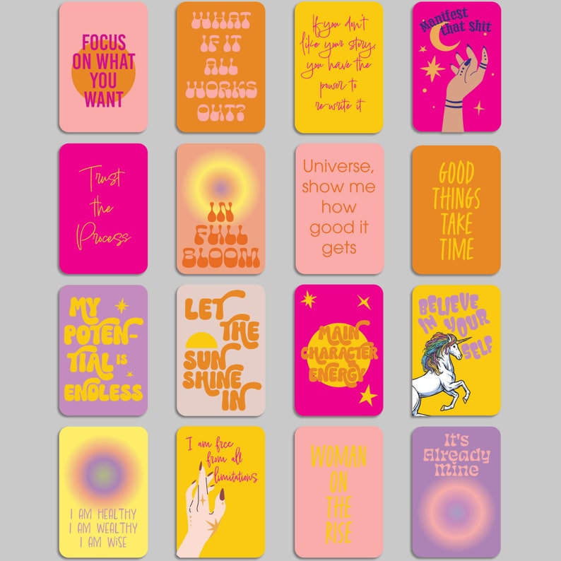 Deck of 16 Vibrant Affirmation Cards for Positivity and Manifestation ...