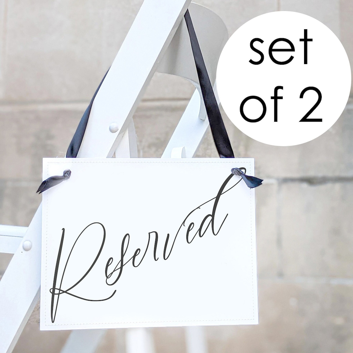 Set of Two Reserved Signs for Chair or Pew at Wedding Ceremony ...