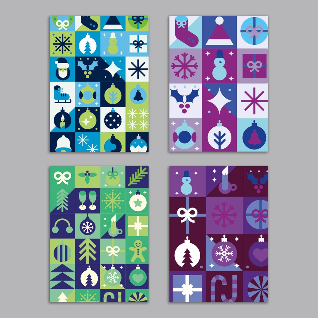 24 Festive Colorful Holiday Greeting Cards + Envelopes RR1 | 6856 - Etsy