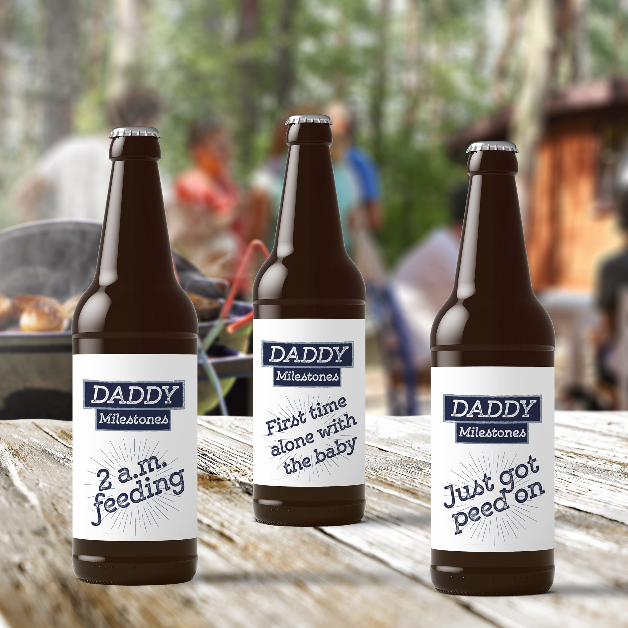 Daddy Milestones Beer Bottle Labels 6 Dad to Be Gift Diaper | Etsy