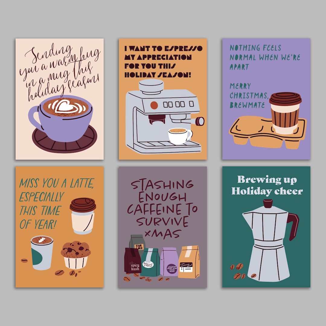 24 Coffee Christmas Cards in 6 Whimsical Barista Approved Styles ...